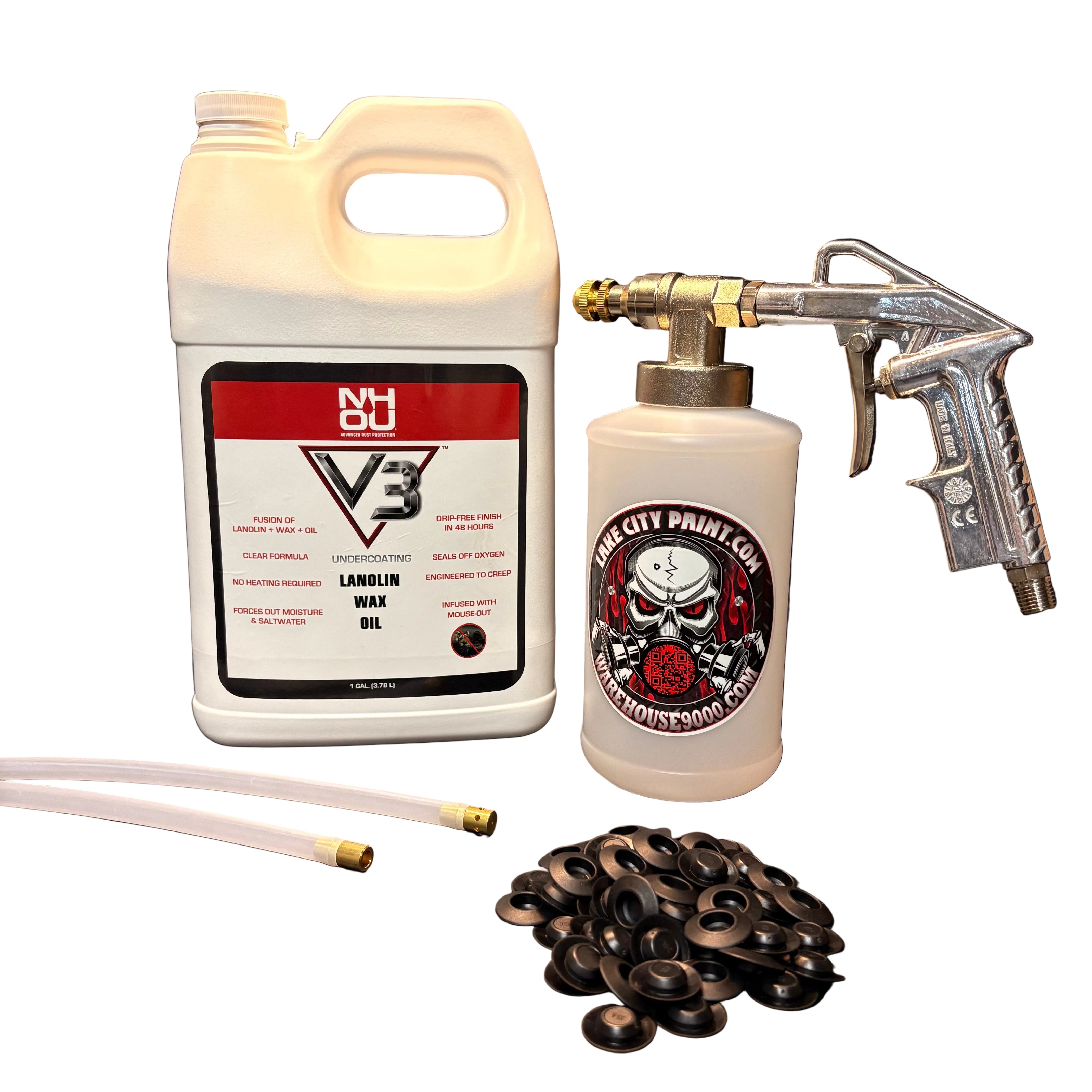 NHOU V3 CLEAR Pro Undercoating Gun – 2 Wand Kit (1 W Quart Bottle ...