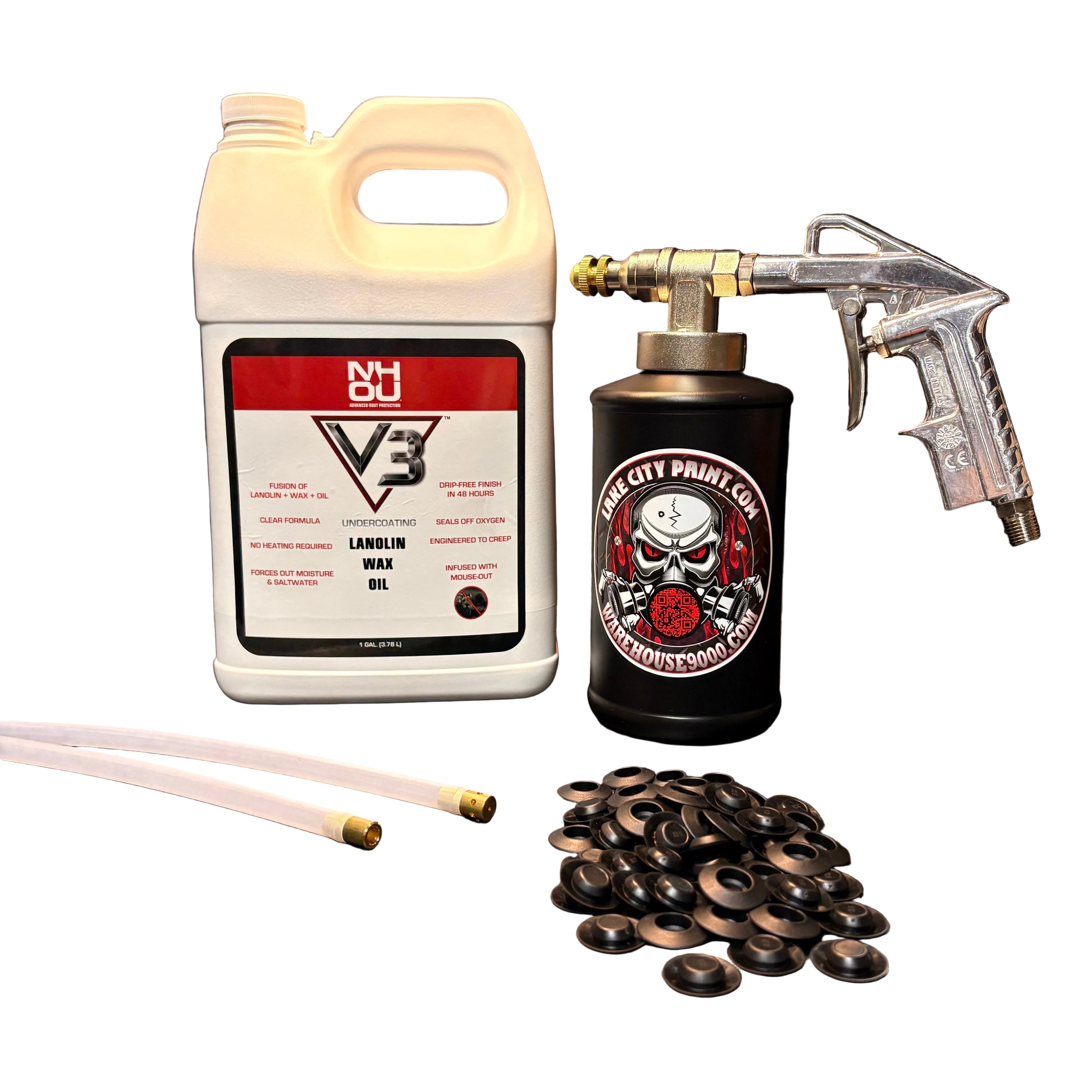 NHOU V3 CLEAR Pro Undercoating Gun – 2 Wand Kit (1 B Quart Bottle ...