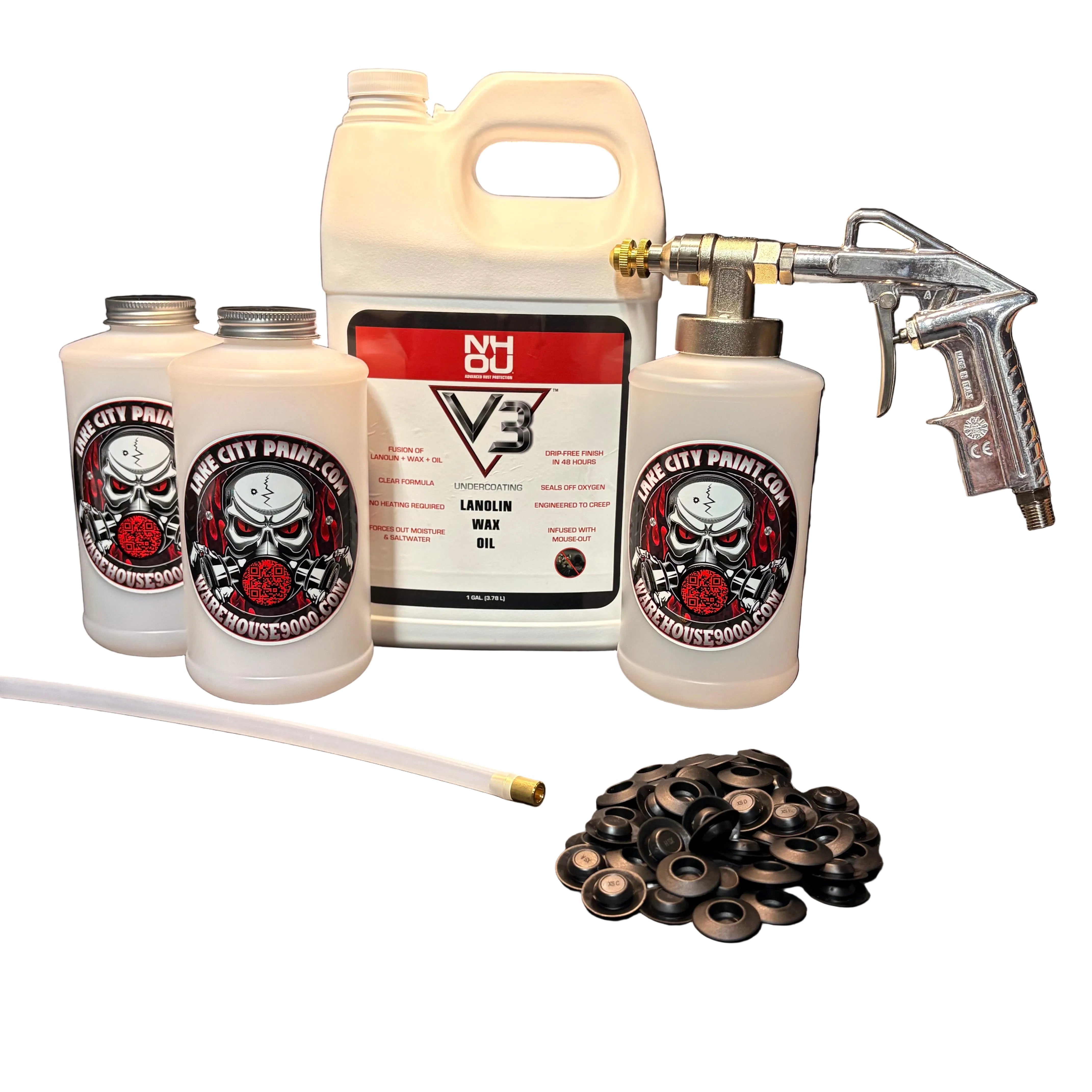 NHOU V3 CLEAR Pro Undercoating Gun – Straight Wand Kit (3 W Quart Bott ...