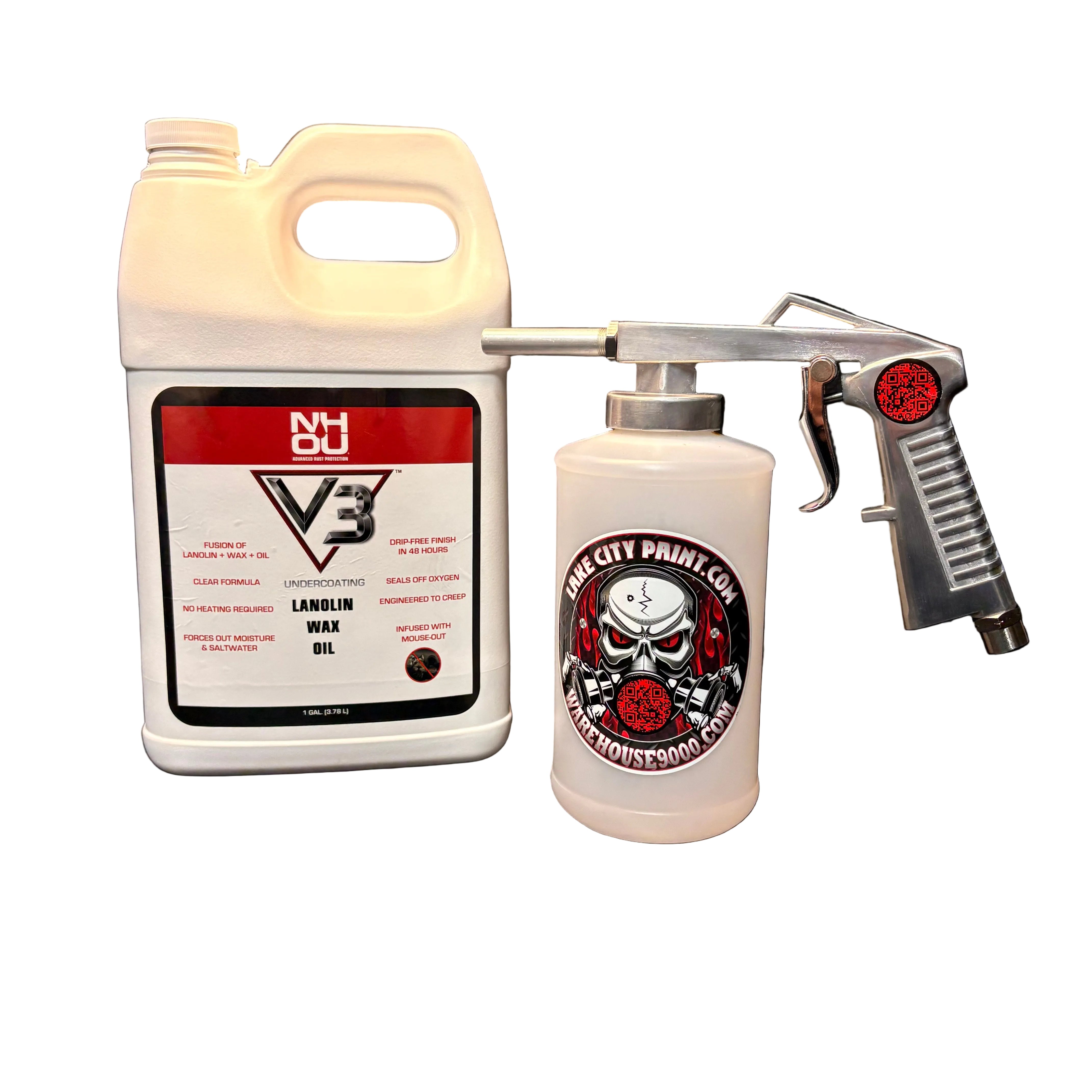 NHOU V3 CLEAR Standard Economy Undercoating Gun Kit (1 W Quart Bottle ...
