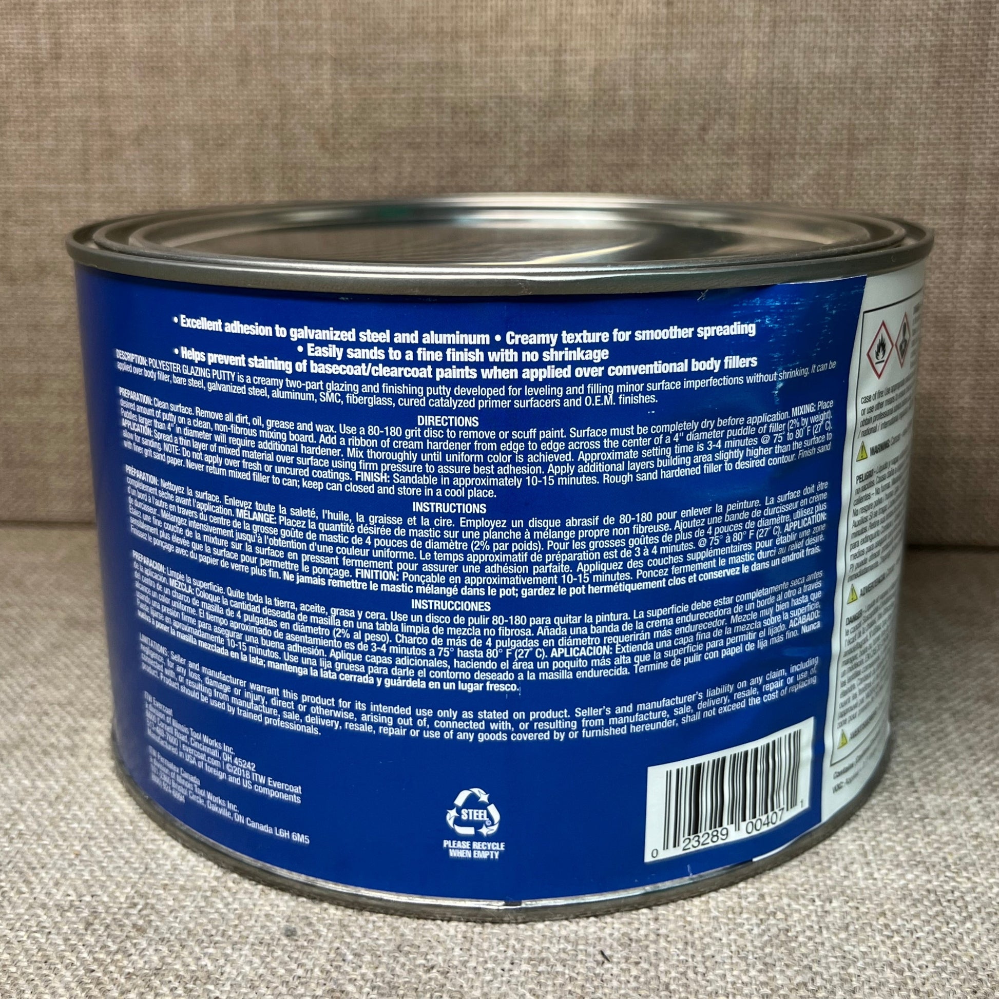 Evercoat Polyester Glazing Putty (100407) with Hardener (5.5 lbs ...