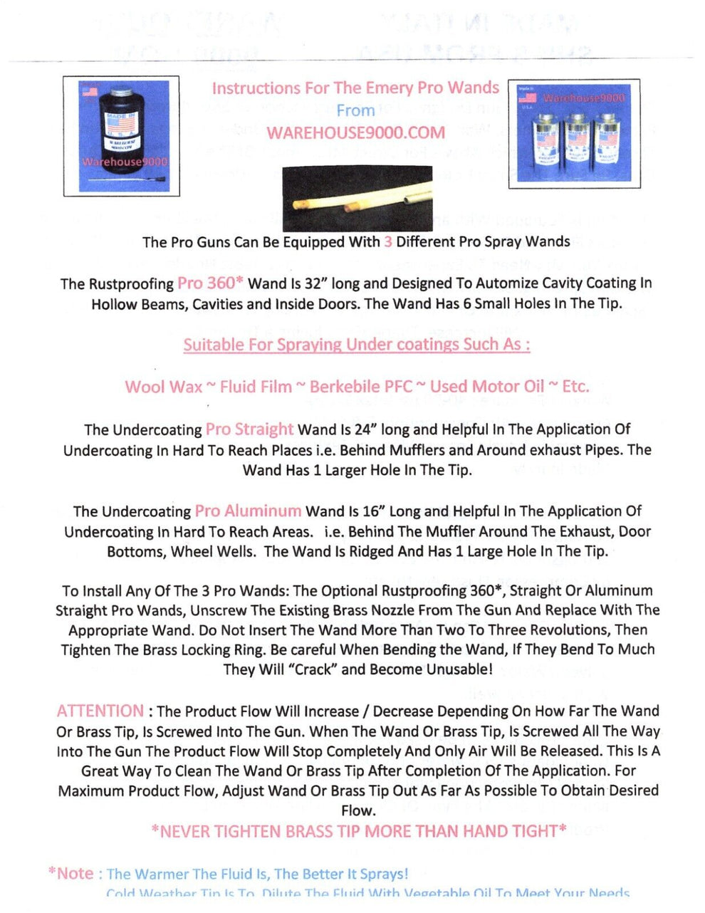 Fluid Film Amber Pro Undercoating Gun - 2 Wands Kit (2 W Quart Bottles ...